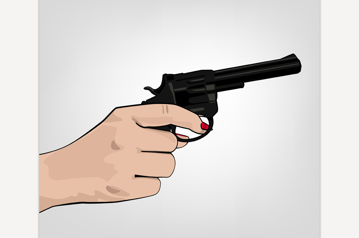 Hand holding revolver | Illustrations ~ Creative Market