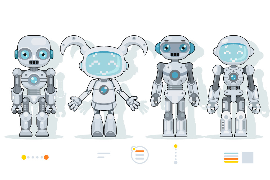 Futuristic android robot characters, a Technology Illustration by ...