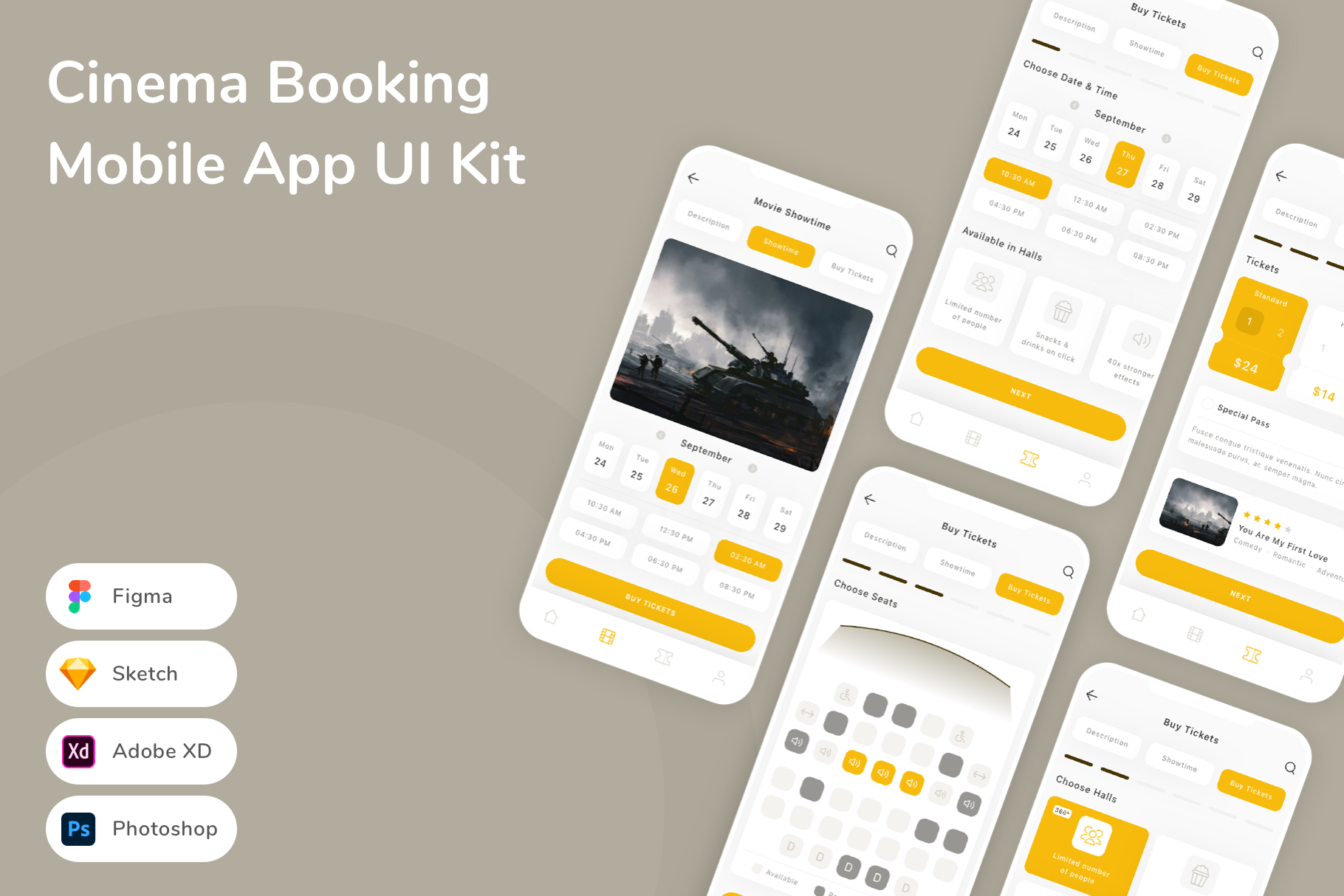 Cinema Booking Mobile App UI Kit, an UI Kit Template by Betush