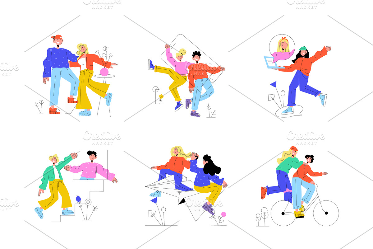 Friends and Party Illustration Set
