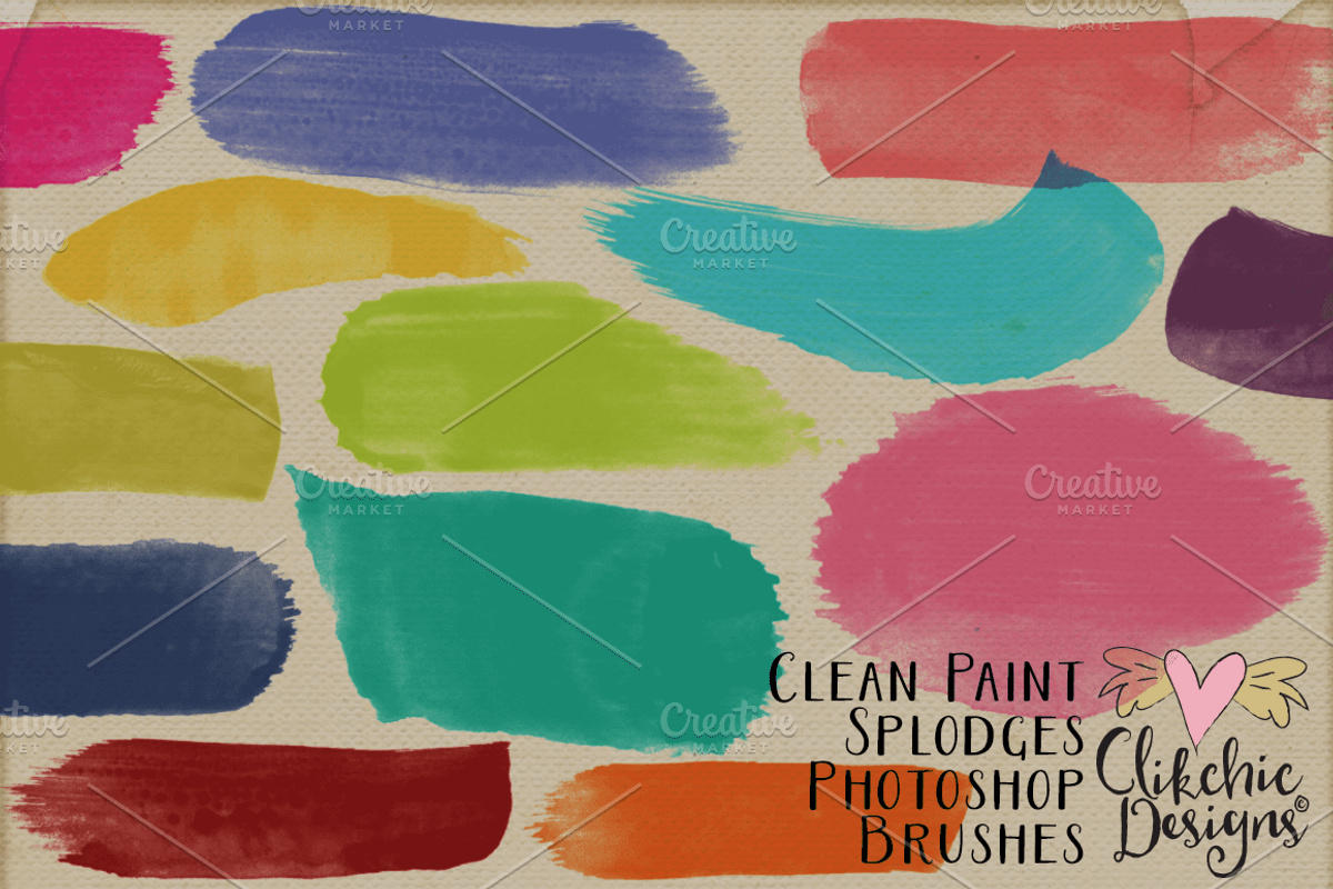Clean Watercolor Splodges PS Brushes, a Brush Add-On by Clikchic Designs