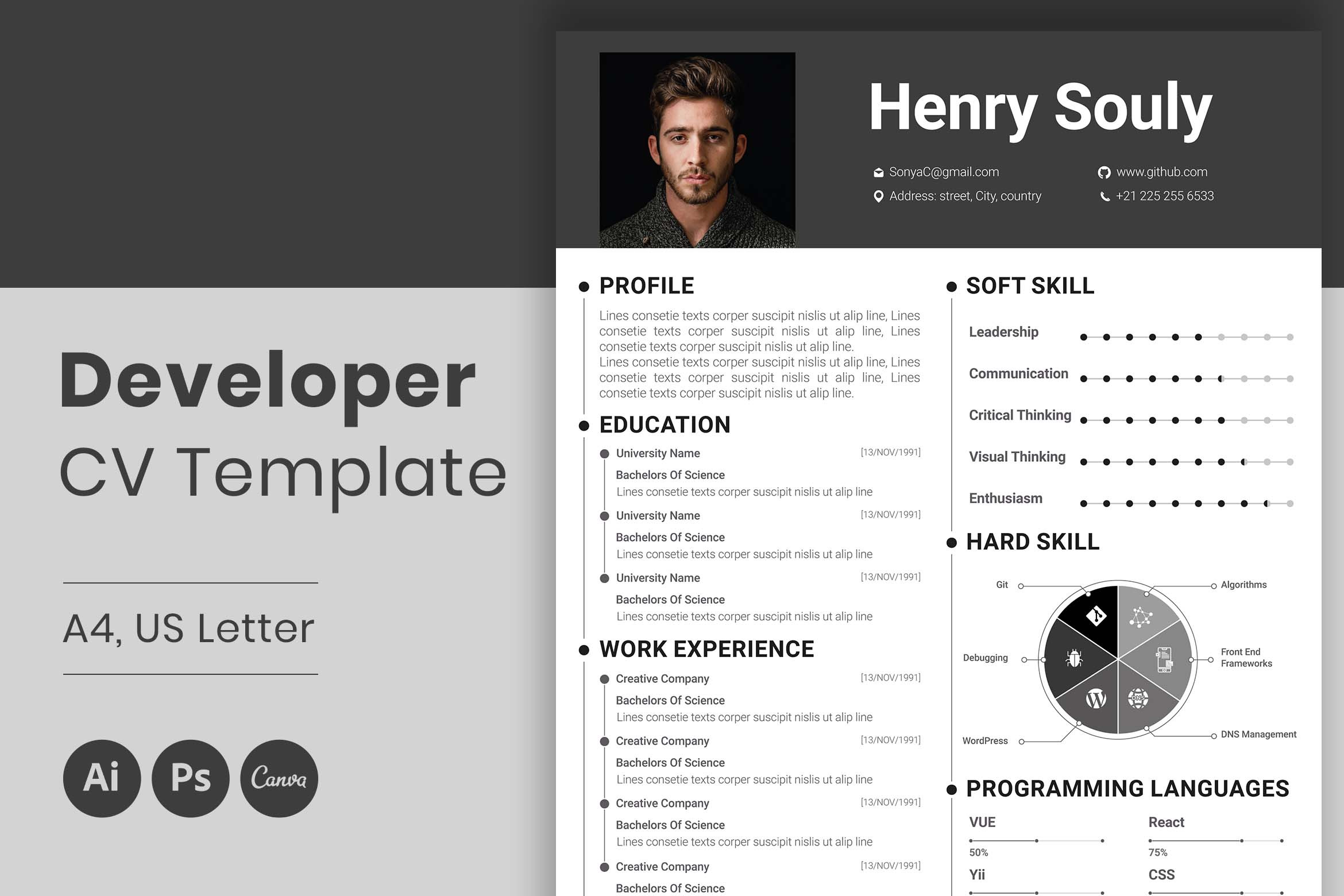 Resume/CV Template | For Developer, a Resume Template by Artemis ...