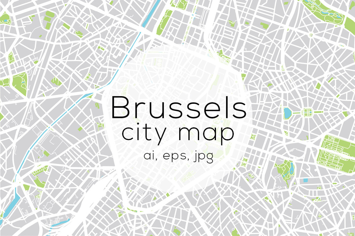 Brussels city map, a Transportation Illustration by ink drop