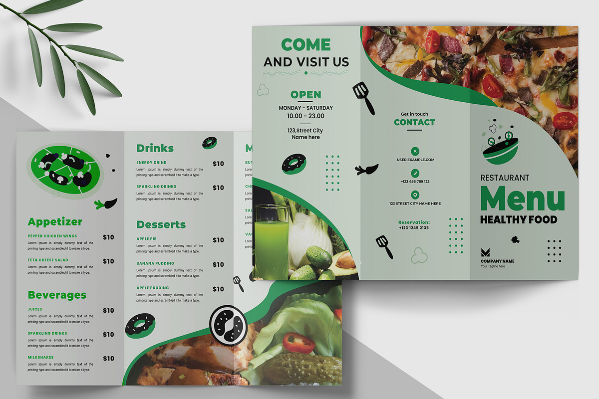Food menu Tri-fold Brochure, a Brochure Template by MightyDesign ...