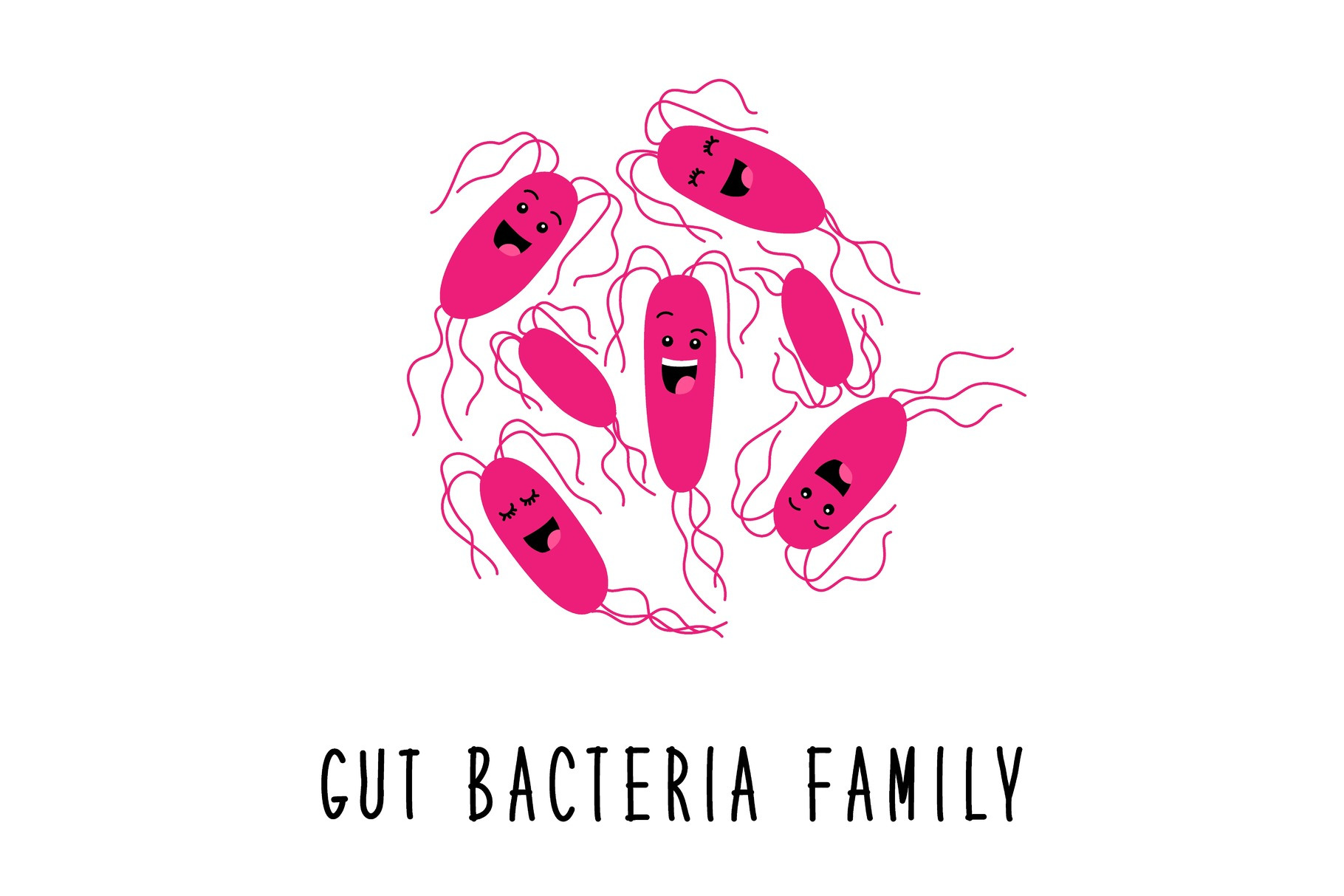 Funny gut bacteria family cartoon, an Object Graphic by C Design Studio