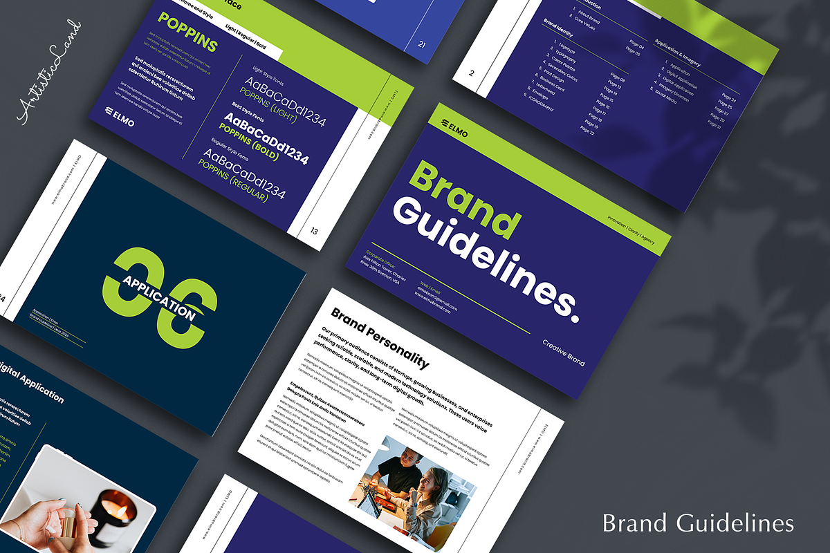 Brand Guidelines | Canva, PPTX, InD, a Brochure Template by ArtisticLand