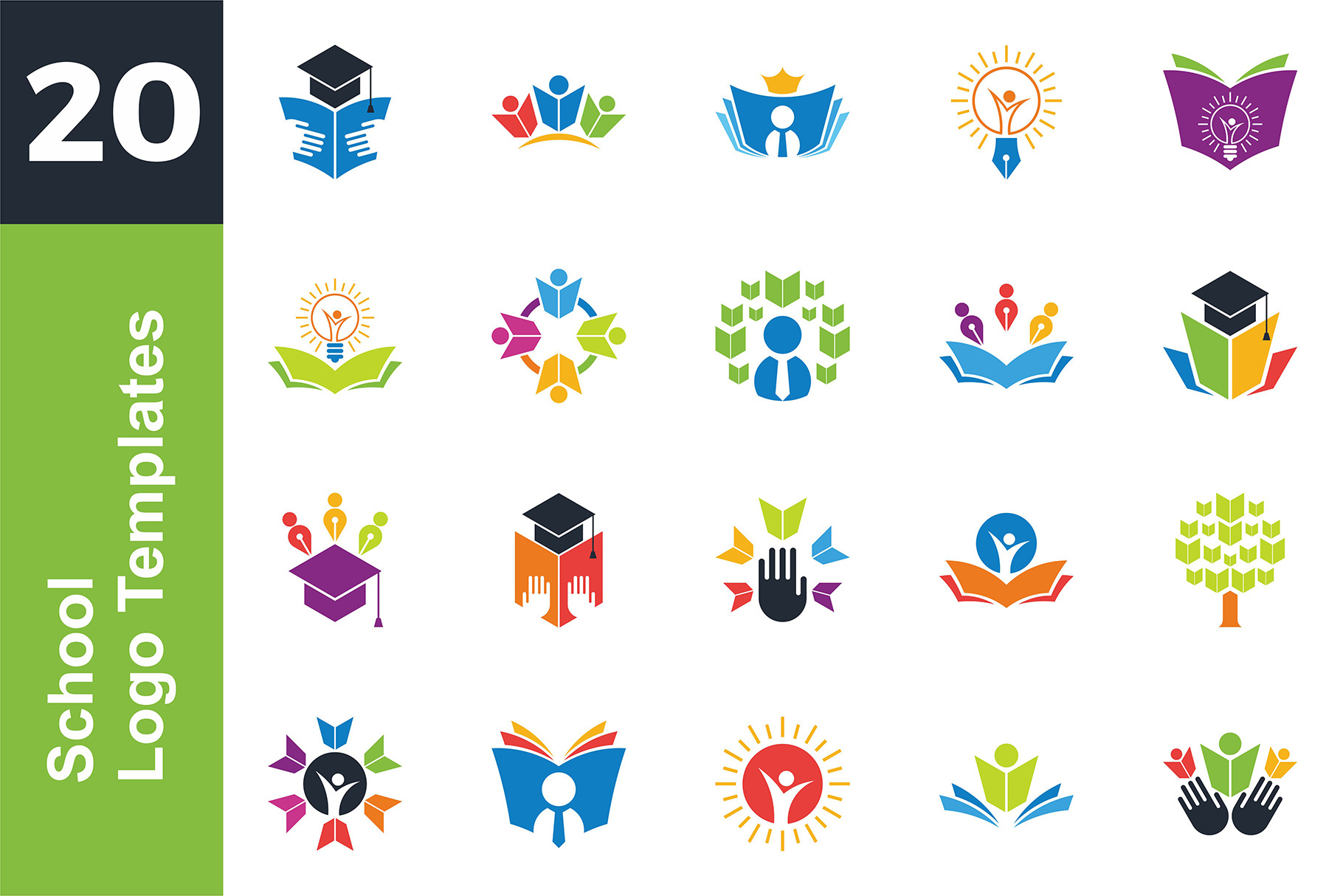 20 Logo School Template Bundle, a Branding & Logo Template by ...