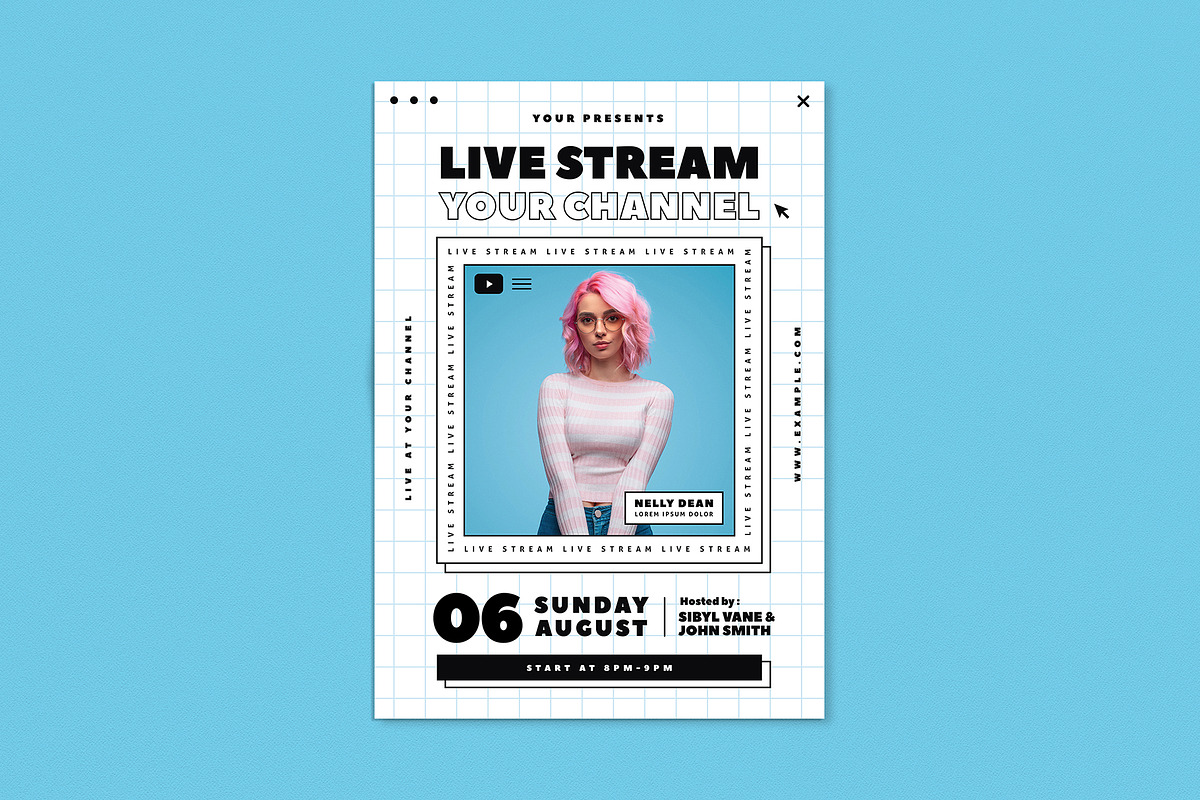 Live Stream Event Flyer Set, a Flyer Template by VectorVactory