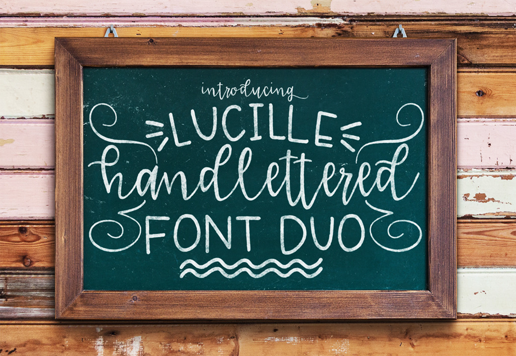Lucille Hand Lettered Font Duo, a Handwritten Font by Groovy Fonts by Mindy