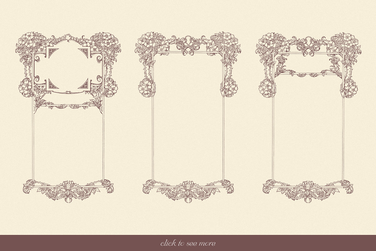 60 Victorian Floral Borders, a Background Graphic by Century Library