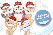 Animals wear mask clipart, an Animal Illustration by TheHappyGiftArt