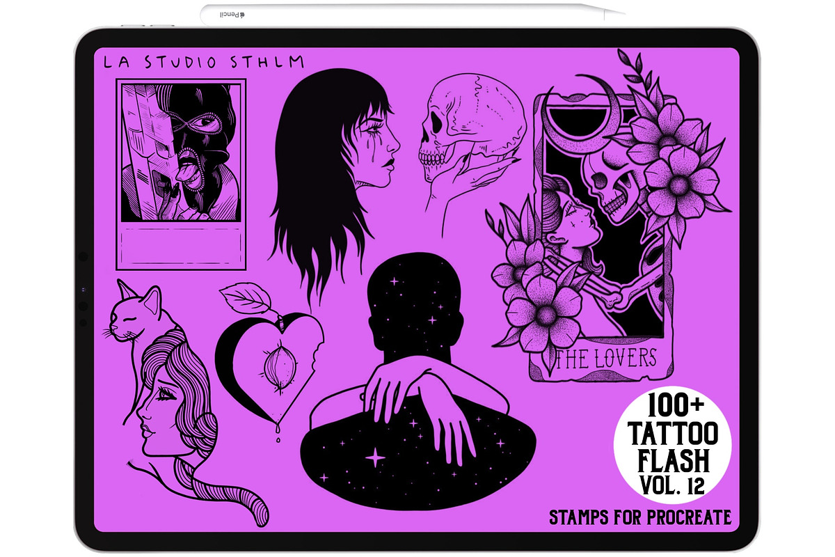 Tattoo Flash Vol. 12 - Stamp Set, a Brush Add-On by LA Studio Sthlm