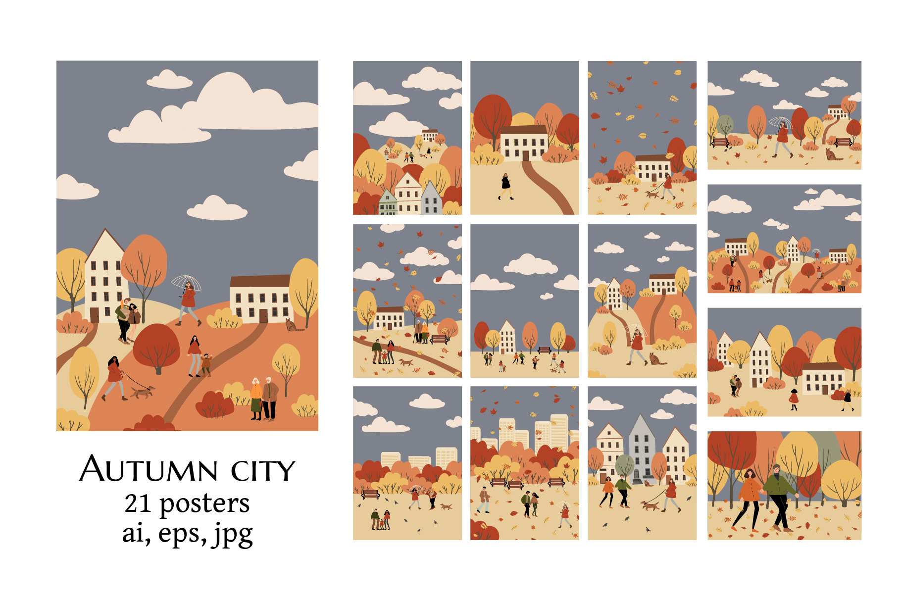 fall scene clipart, autumn posters, a Seasonal Illustration by ...