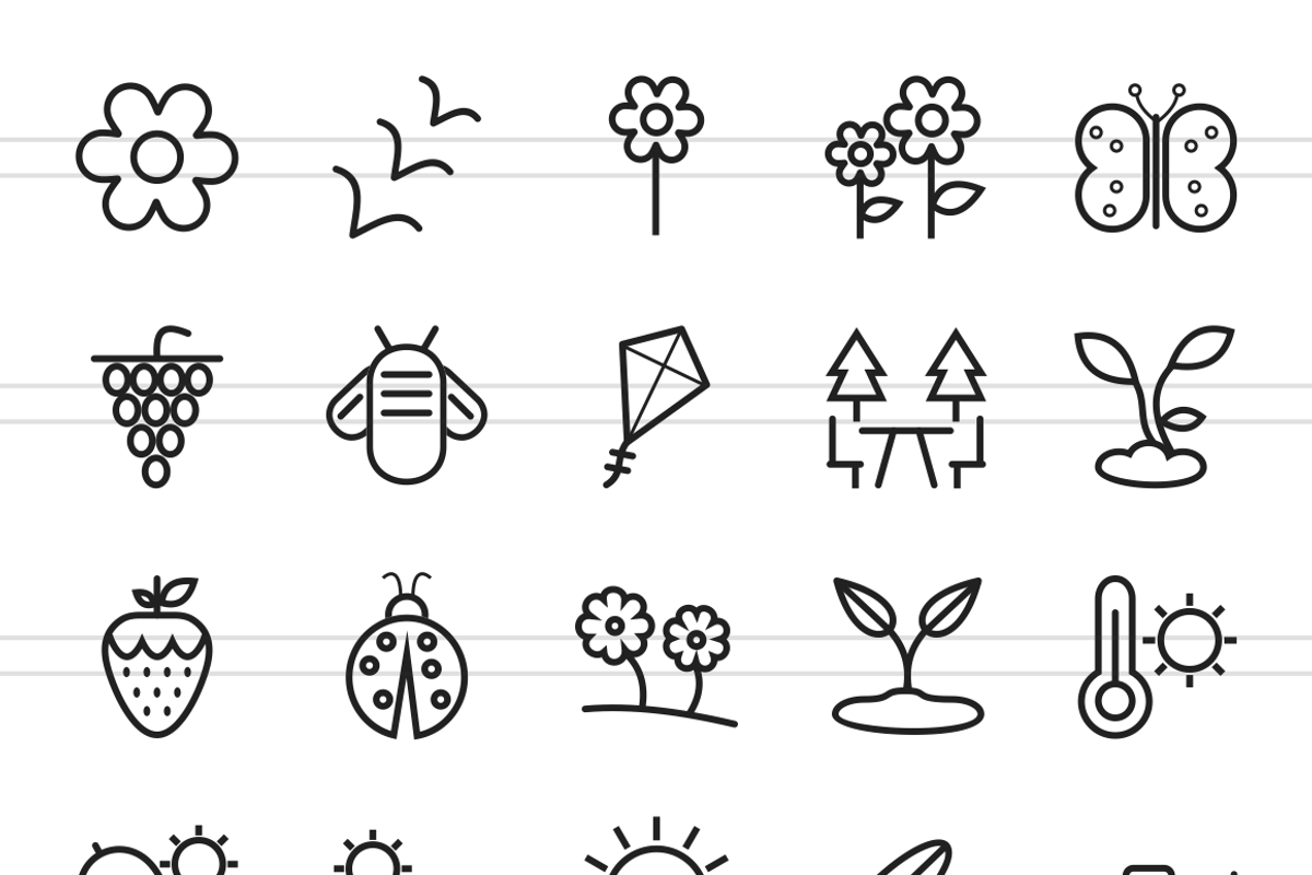 50 Seasons Line Icons, an Outline Icon by IconBunny