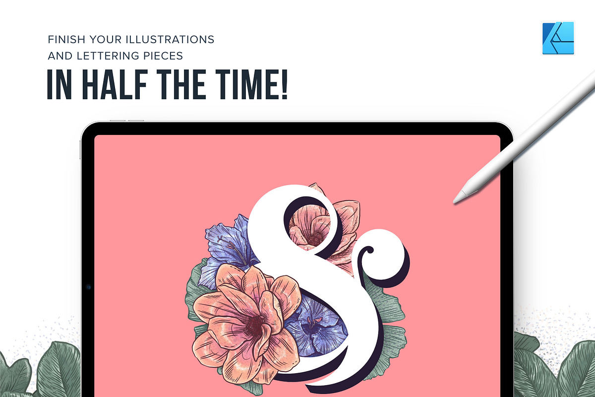 87 Floral Affinity Stamp Brushes, a Brush Add-On by Riveros Illustration
