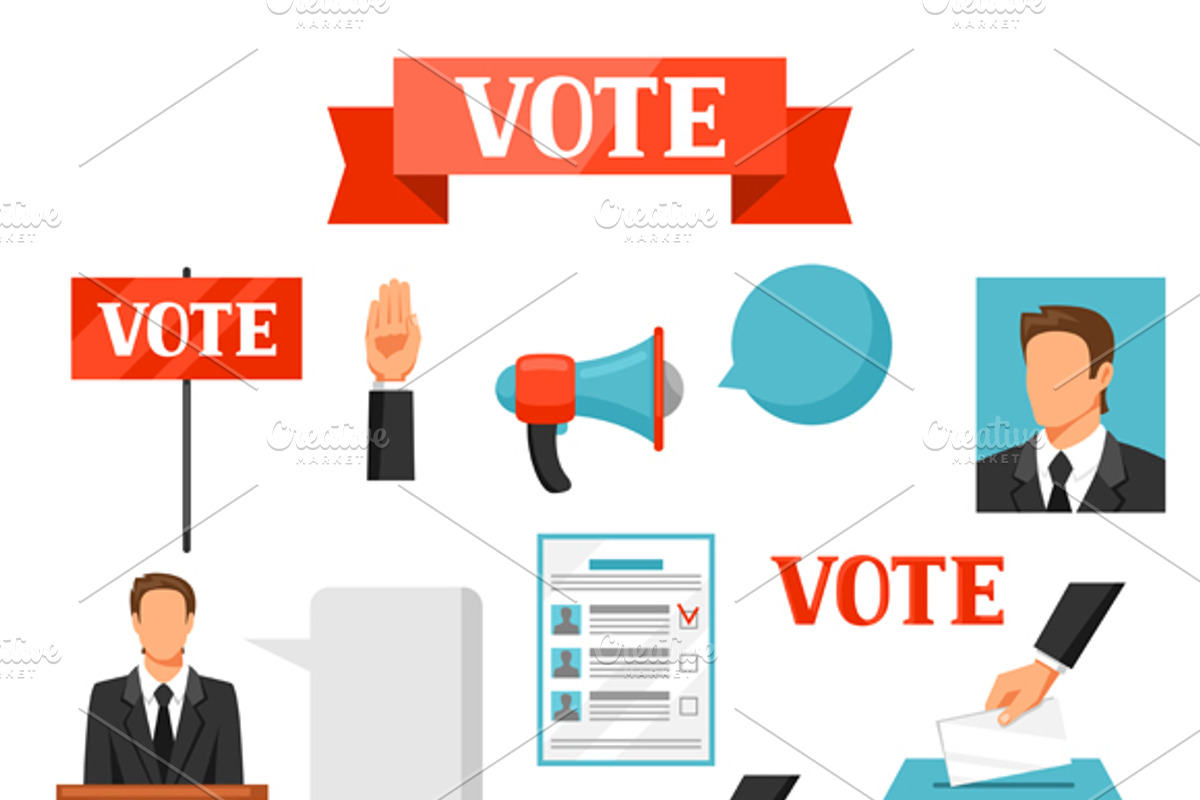 Political elections set of objects., an Object Graphic by incomible