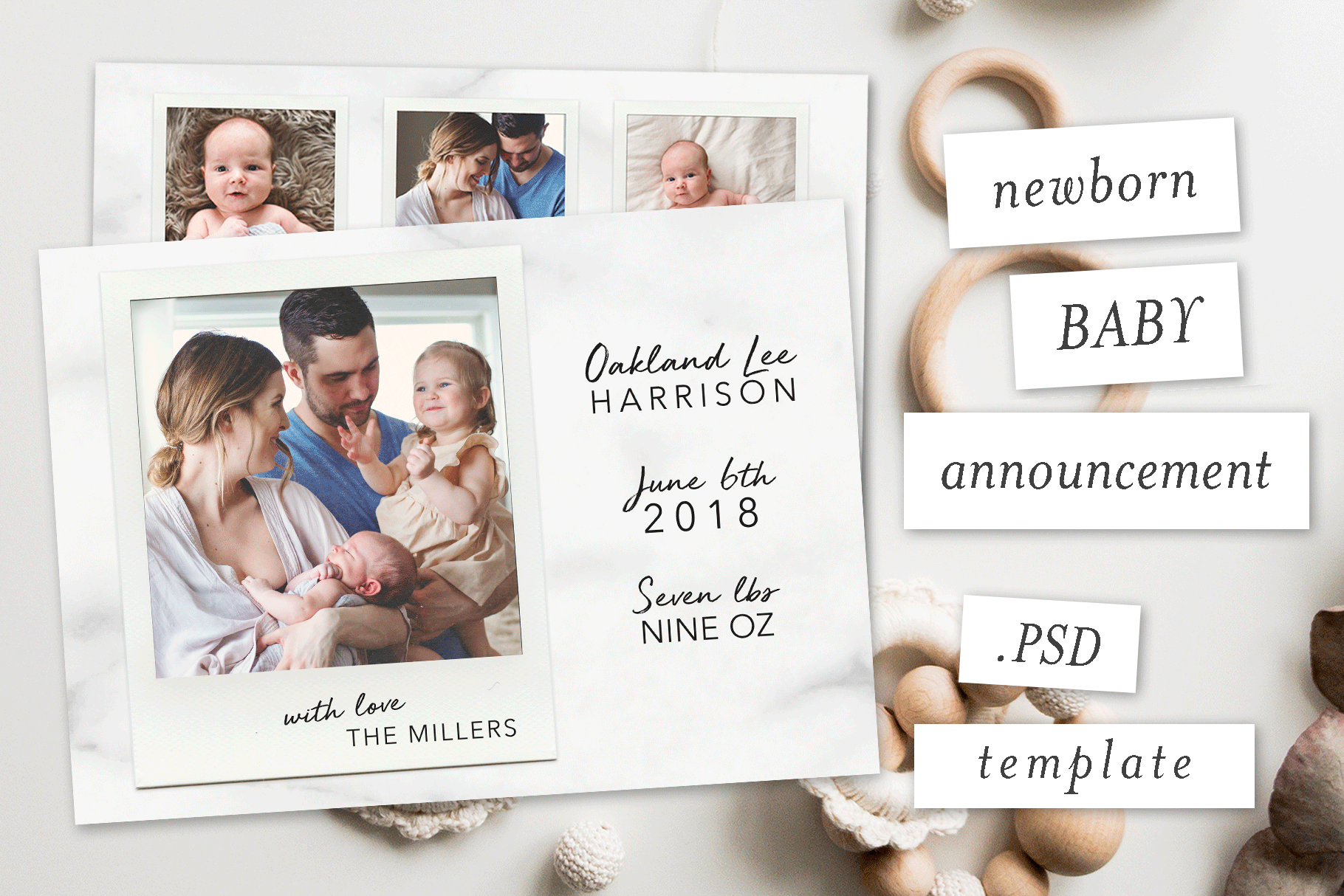 Modern Baby Announcement Template II, a Card Template by Ashley ...
