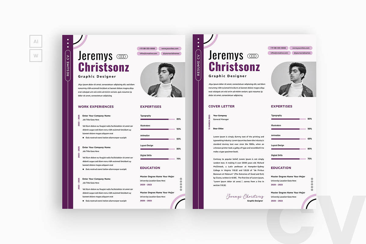 Shape Background Resume CV, a Resume Template by iDoodle Studio