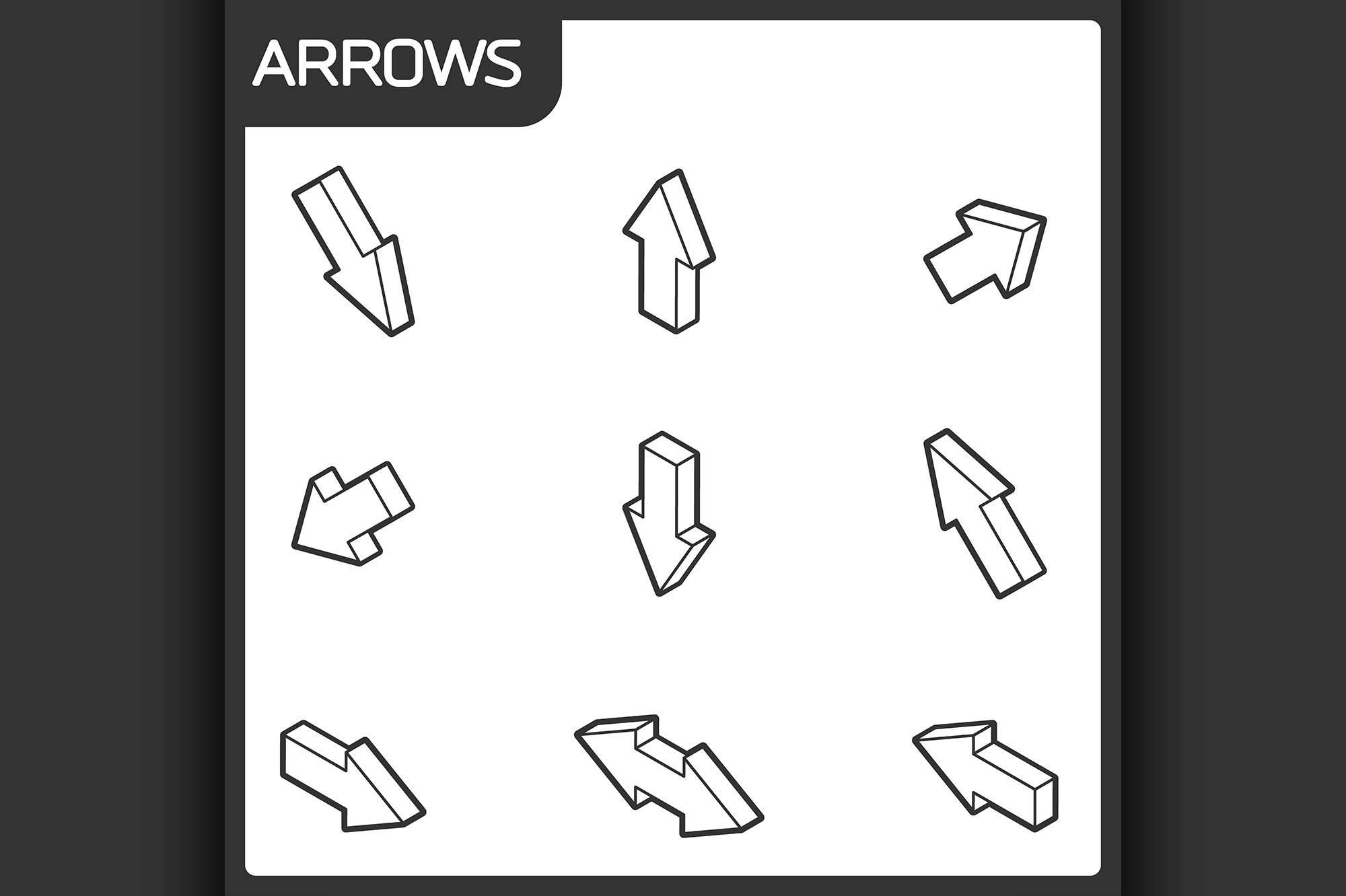 Arrows outline isometric icons, a Work Illustration by Netkoff