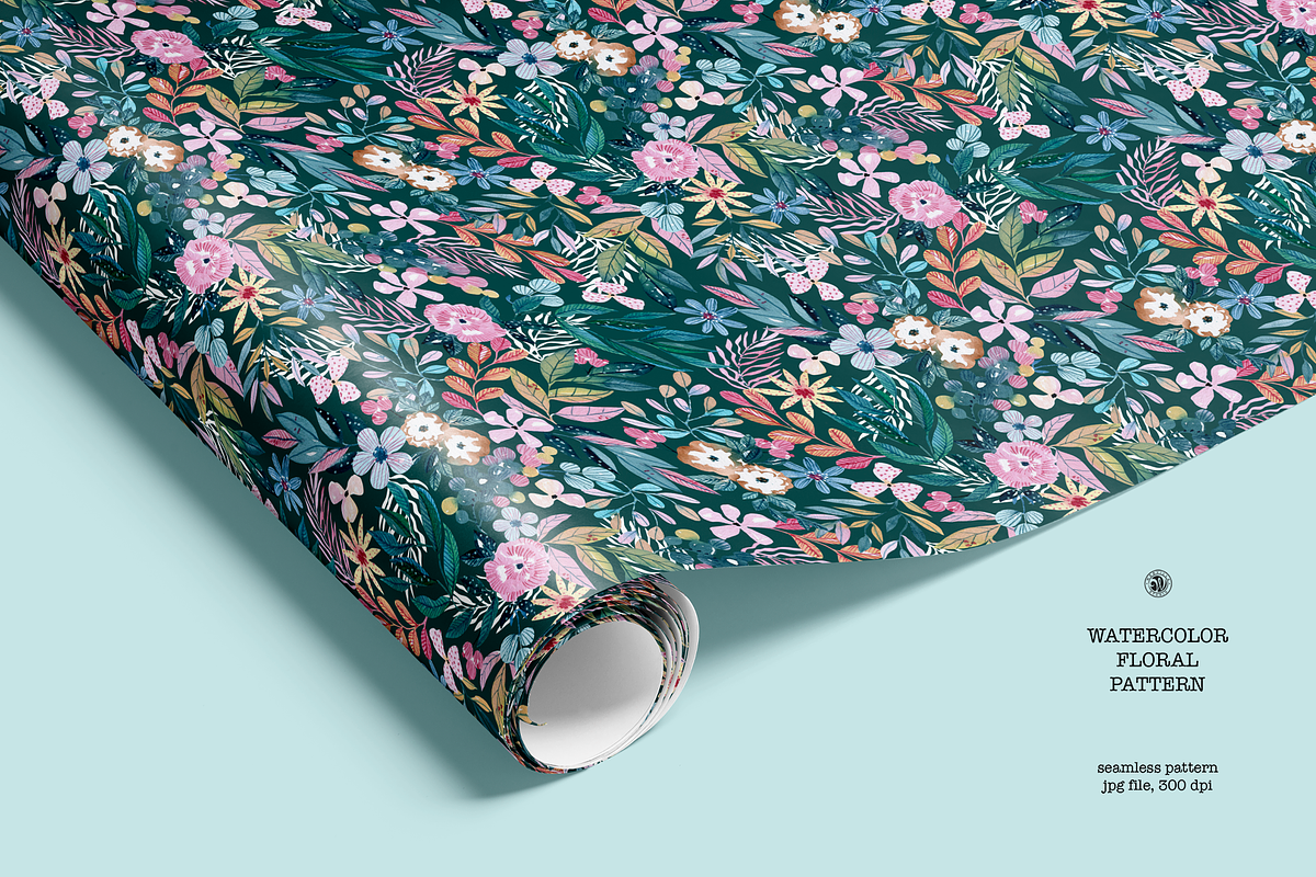 Teal Watercolor Pattern, a Pattern Graphic by Webvilla Studio