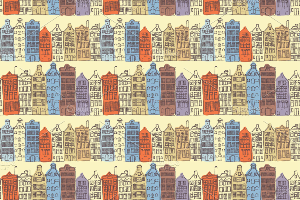 6 Seamless Amsterdam patterns, a Pattern Graphic by Alena Stoyko design