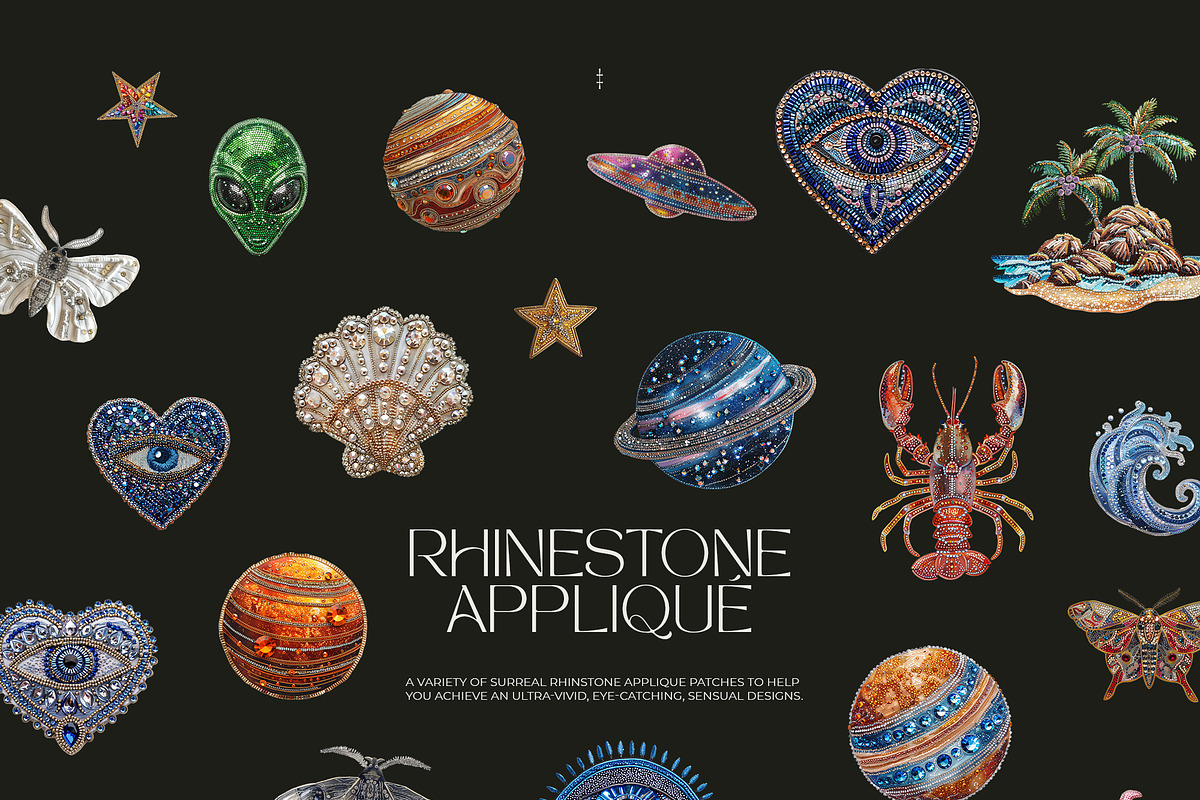 Rhinestone Appliqué Collage Patches