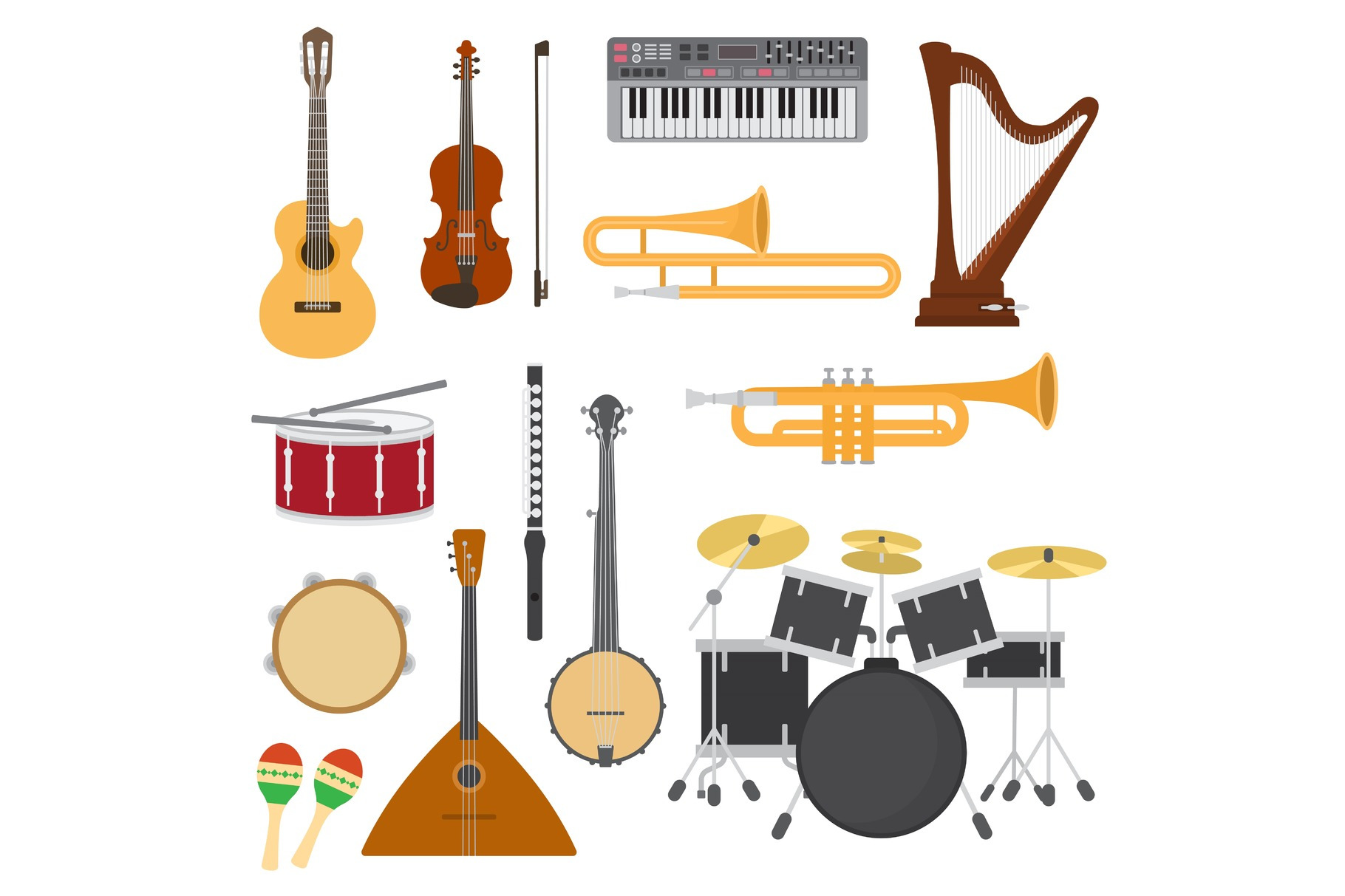 Musical instruments vector music concert with acoustic guitar or ...
