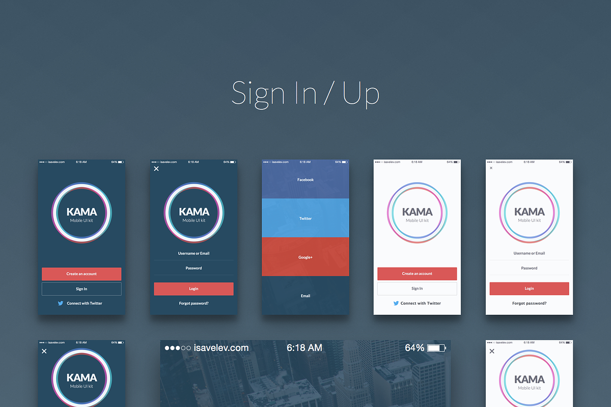 Kama - Mobile UI Kit, an UI Kit Template by isavelev.com