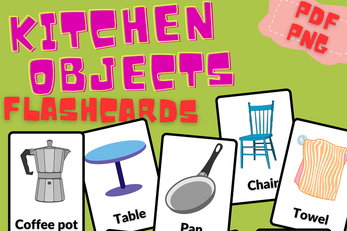 Kitchen Objects English Flashcards, an Education Illustration by ...