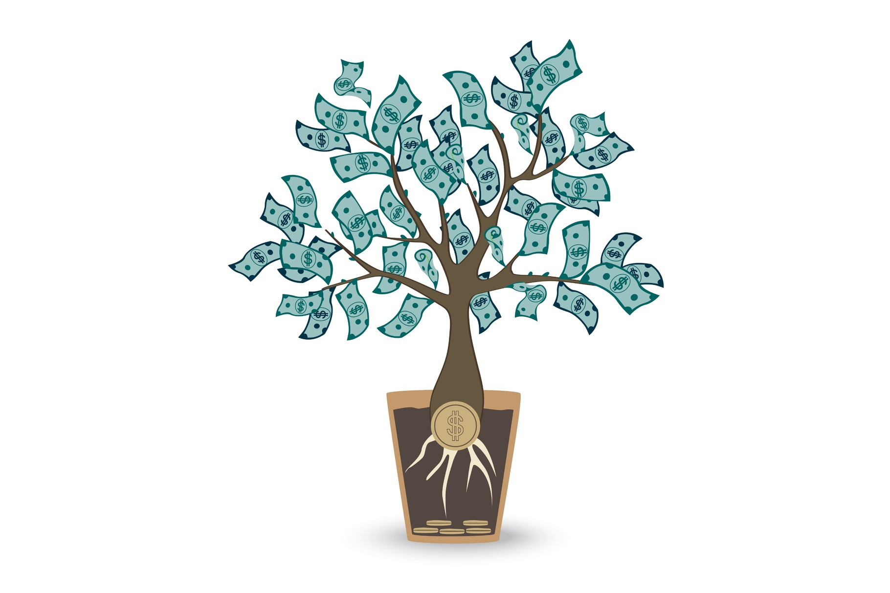 Money tree. Isolated vector object, a Finance Illustration by Toltemara