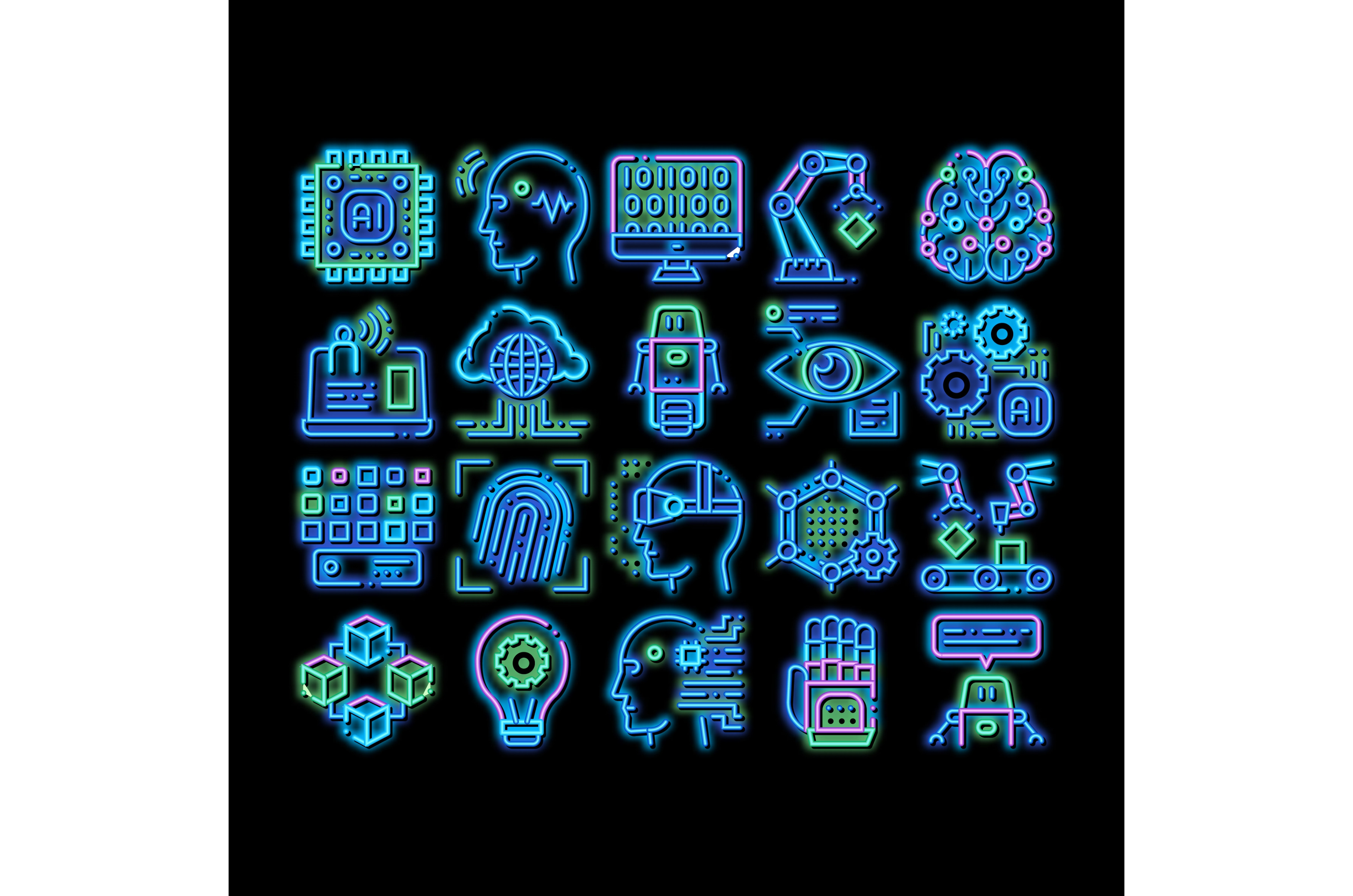 Artificial Intelligence Vector neon, an Object Graphic by pikepicture