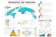 World map with set of infographics elements. Big set of infographics ...