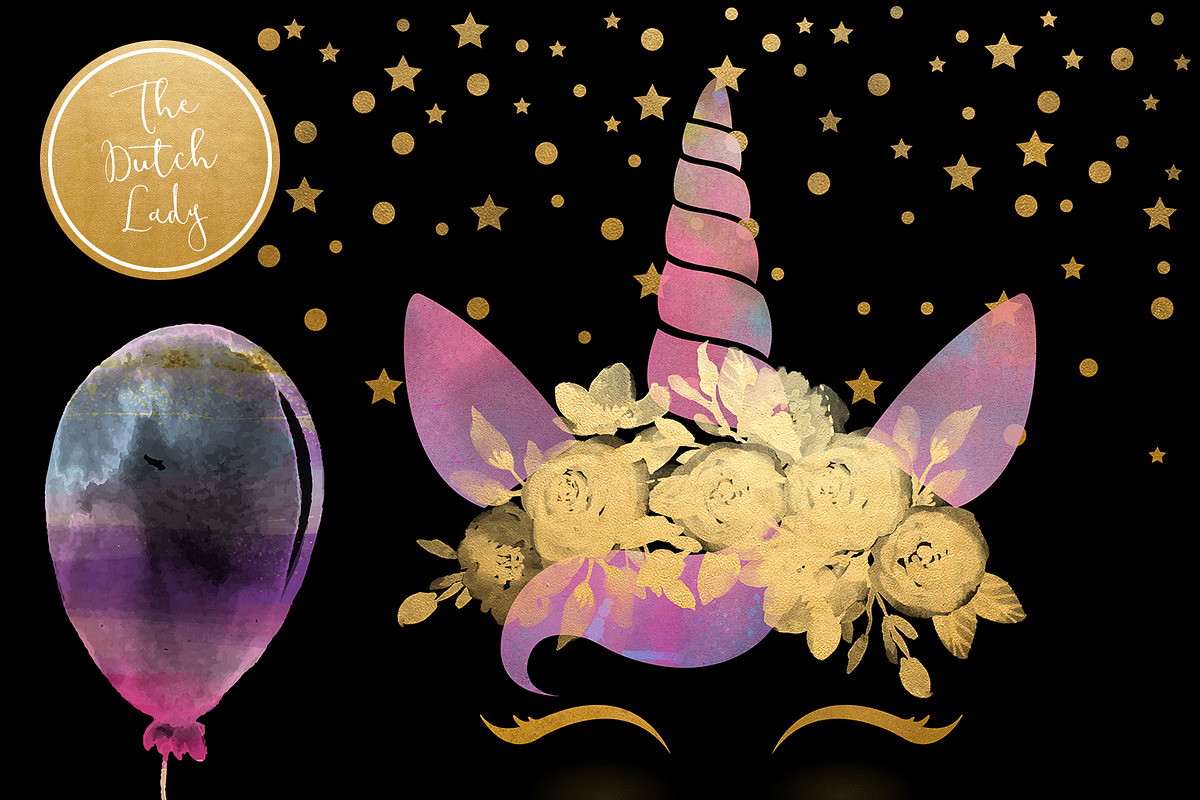 Unicorn Birthday Party Clipart Set, an Illustration by The Dutch Lady ...