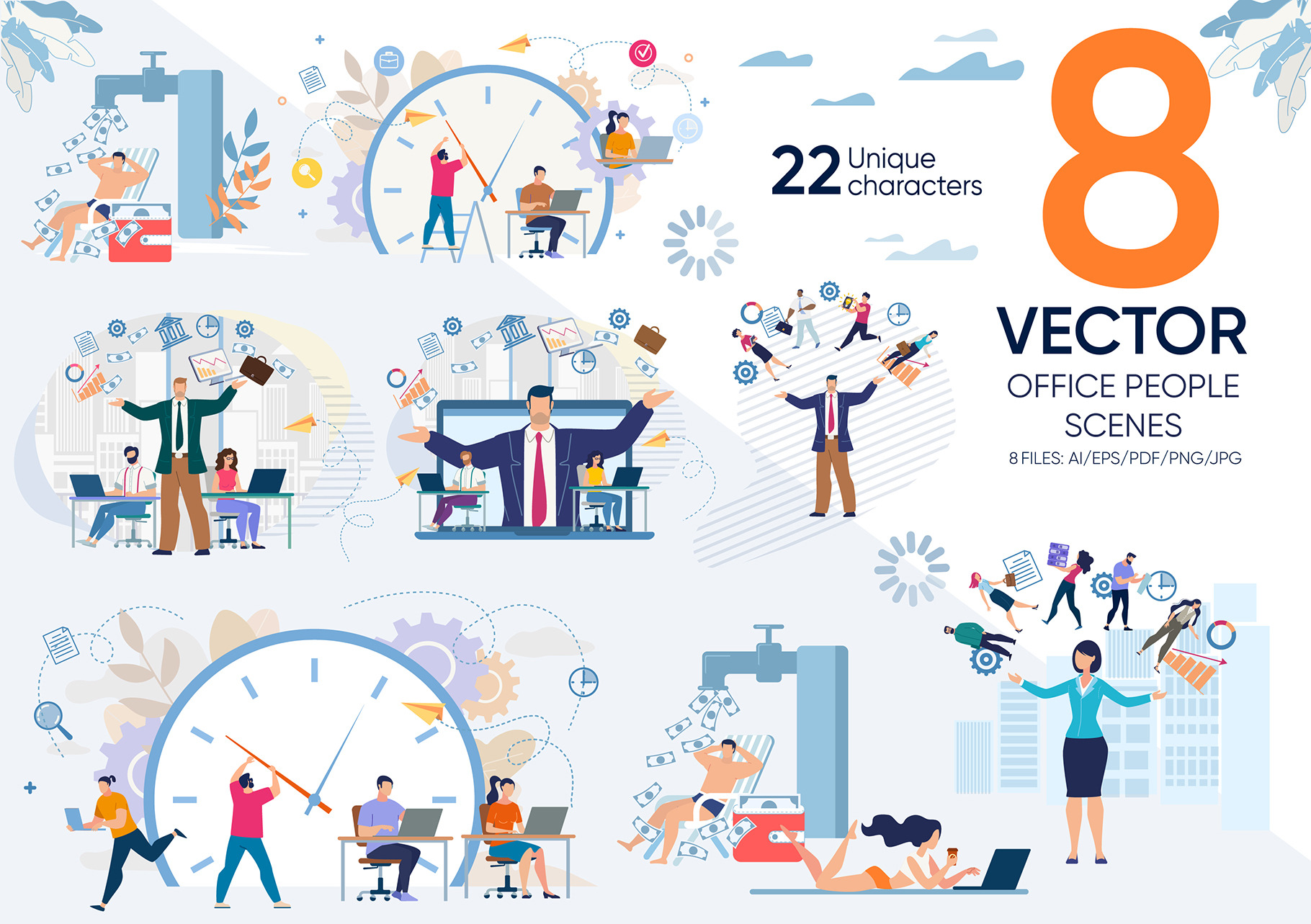 Office People Vector Scenes, a Landing Page Template by Tera Vector