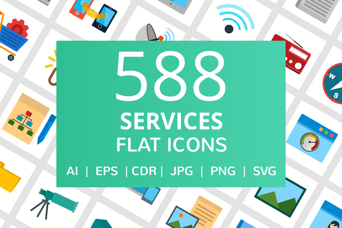588 Services Flat Icons | Solid Icons ~ Creative Market