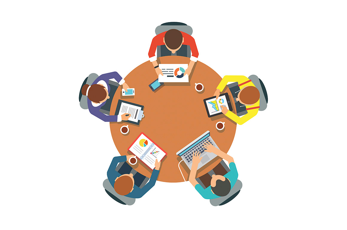 Five people team working together, a Person Illustration by ...