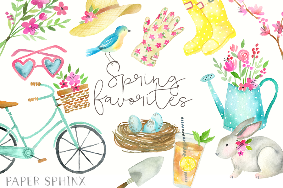 Watercolor Spring Clipart, an Illustration by PaperSphinx | Creative Market