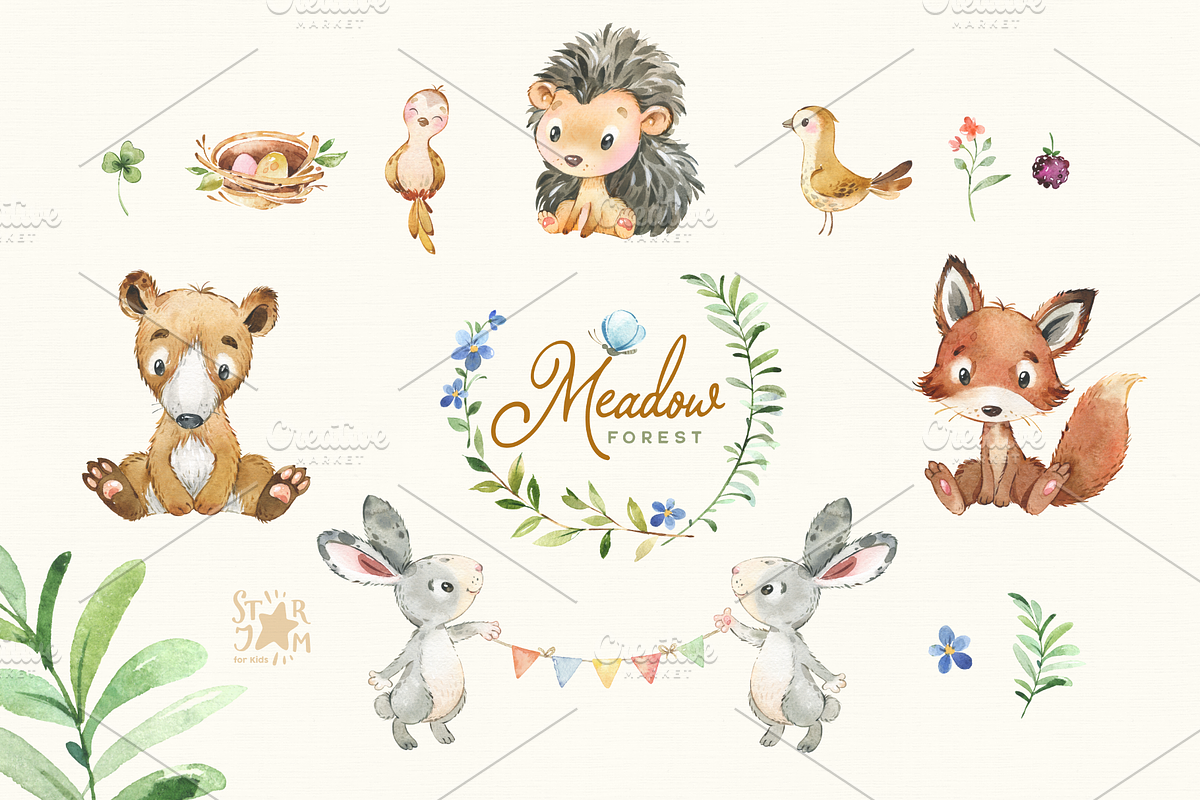 Forest Meadow Collection, an Animal Illustration by StarJam