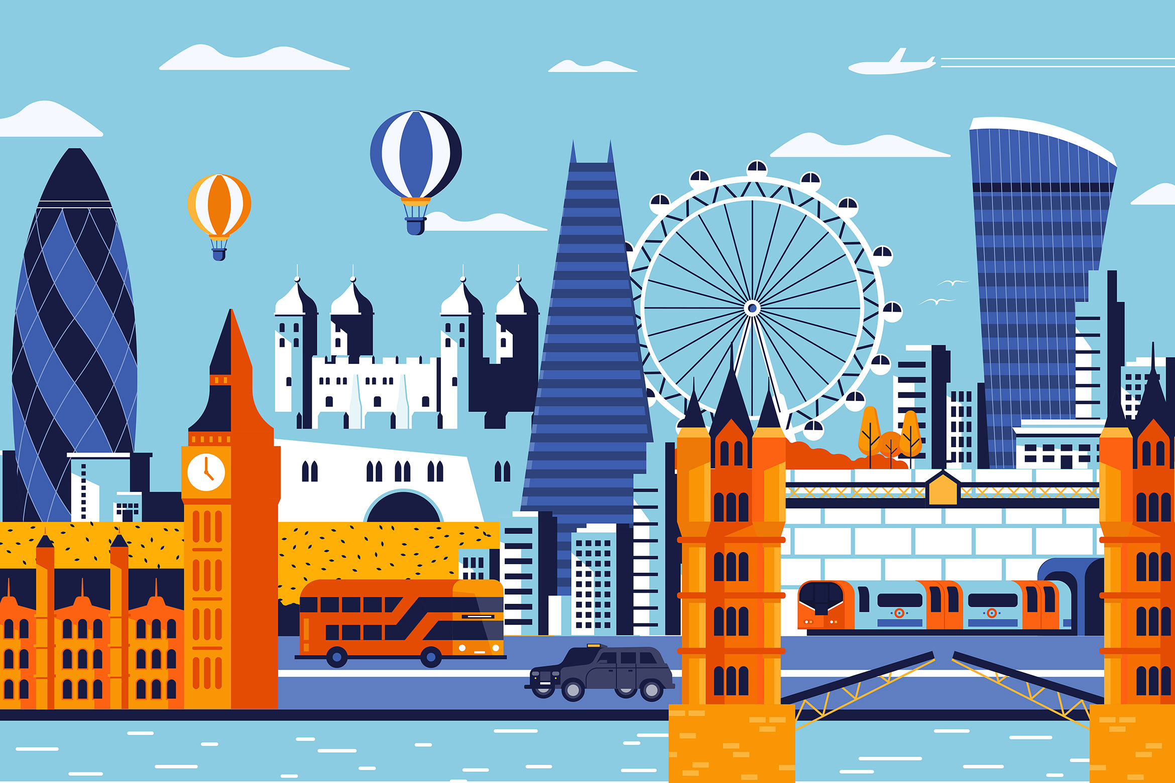 London city flat design illustration, an Illustration by Creative Graphics