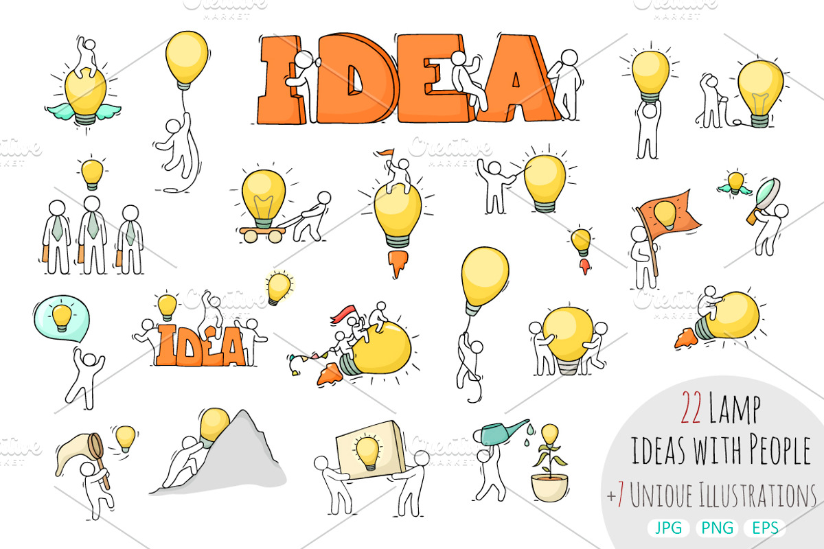 People with Lamp Ideas, a Person Illustration by Sapunkele