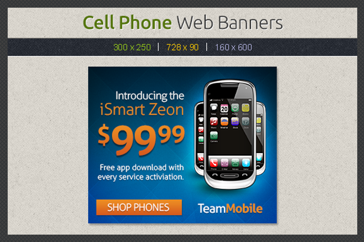 Cell Phone Web Banners Template, an iPhone Mockup by Creativenauts