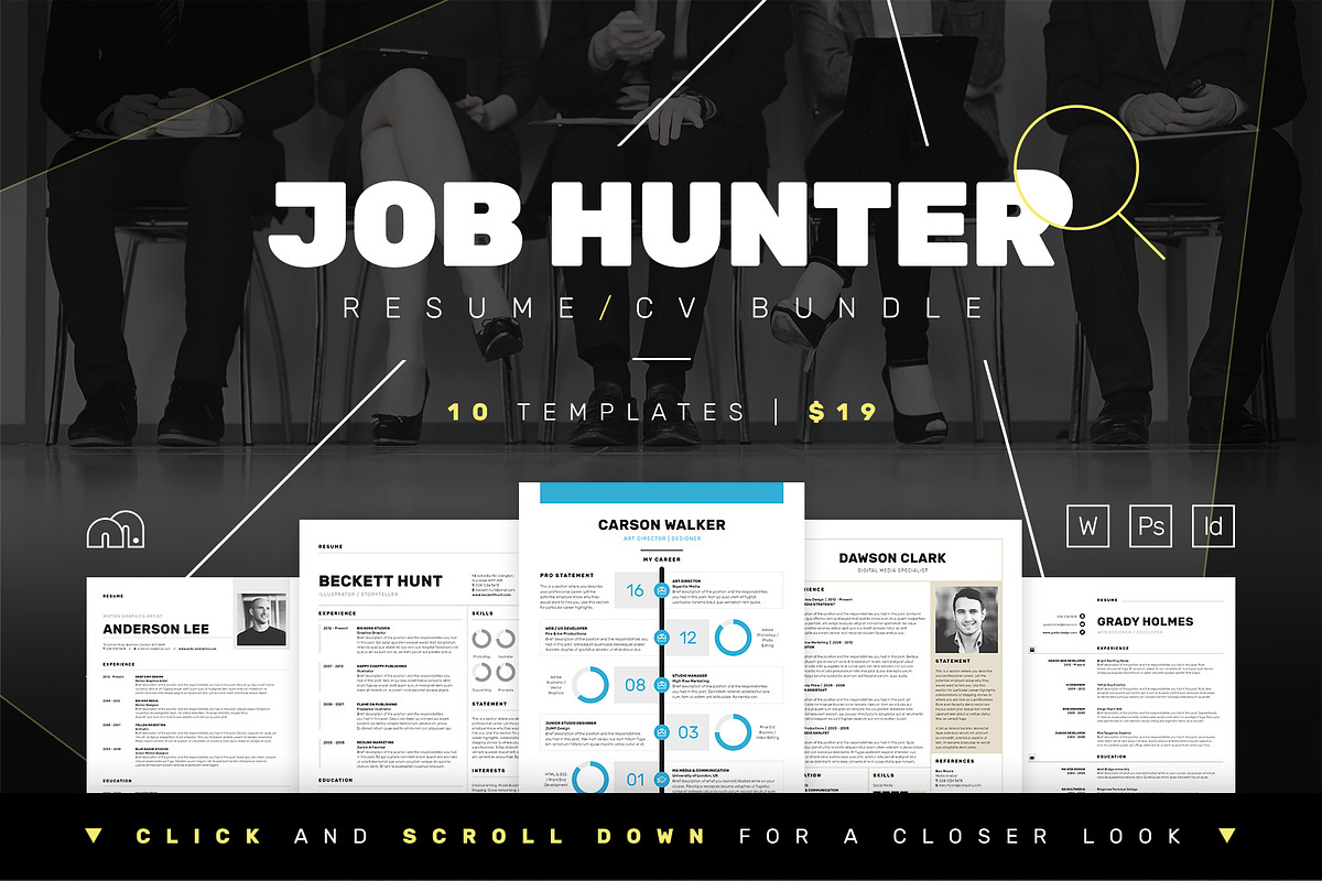 JOB HUNTER - Resume/CV Bundle, a Resume Template by bilmaw creative