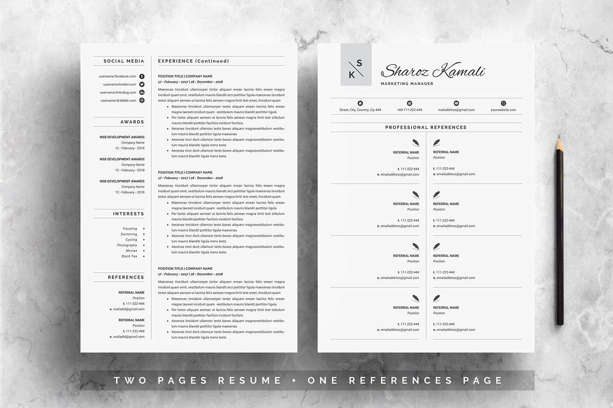 Resume Template | 4 Pages Pack, a Resume Template by White Graphic