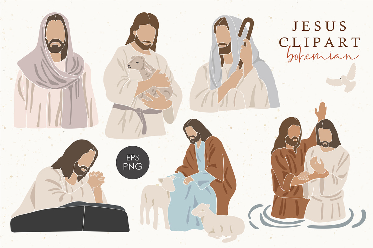 Jesus portrait clipart, a Person Illustration by ⋒DesignECShop⋒
