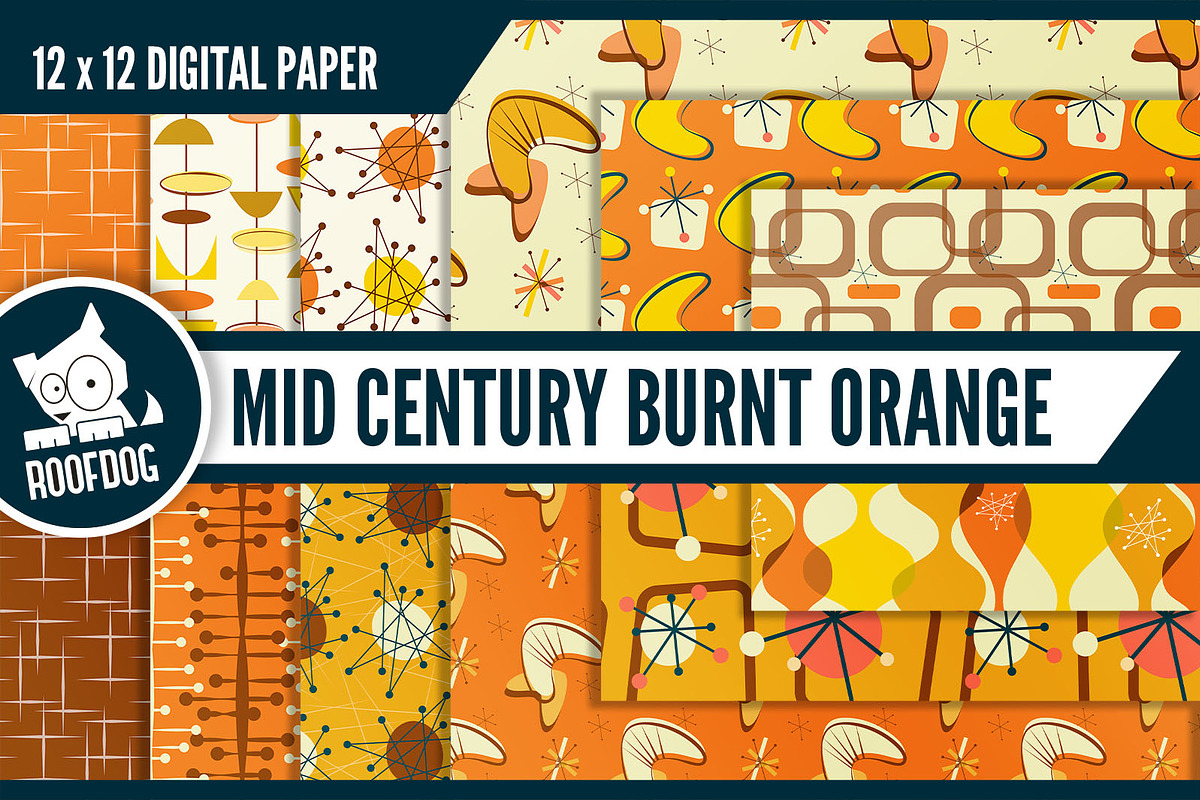 Mid-Century modern digital paper, a Pattern Graphic by Roofdog Design