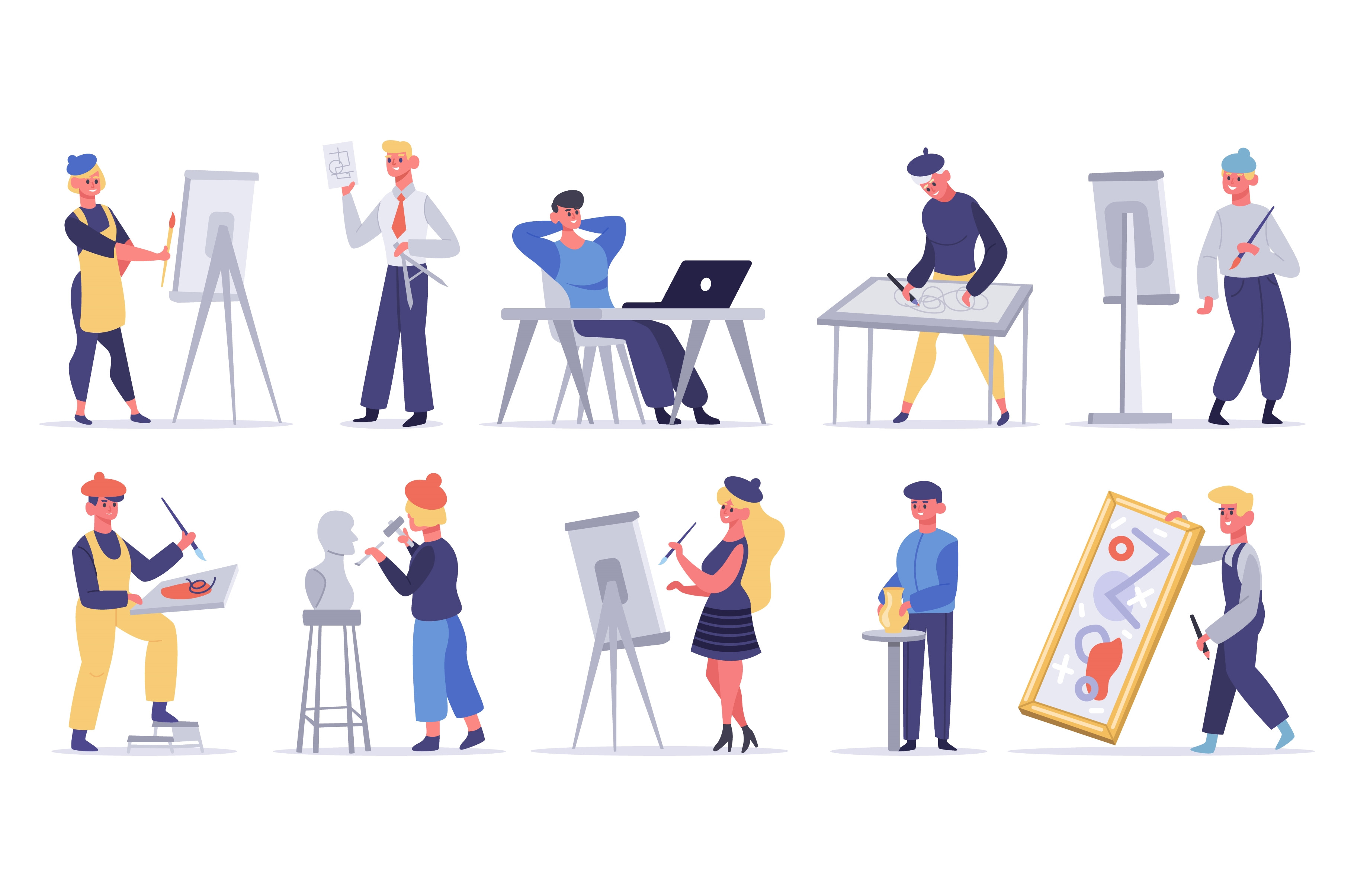 Artists creative characters | People Illustrations ~ Creative Market