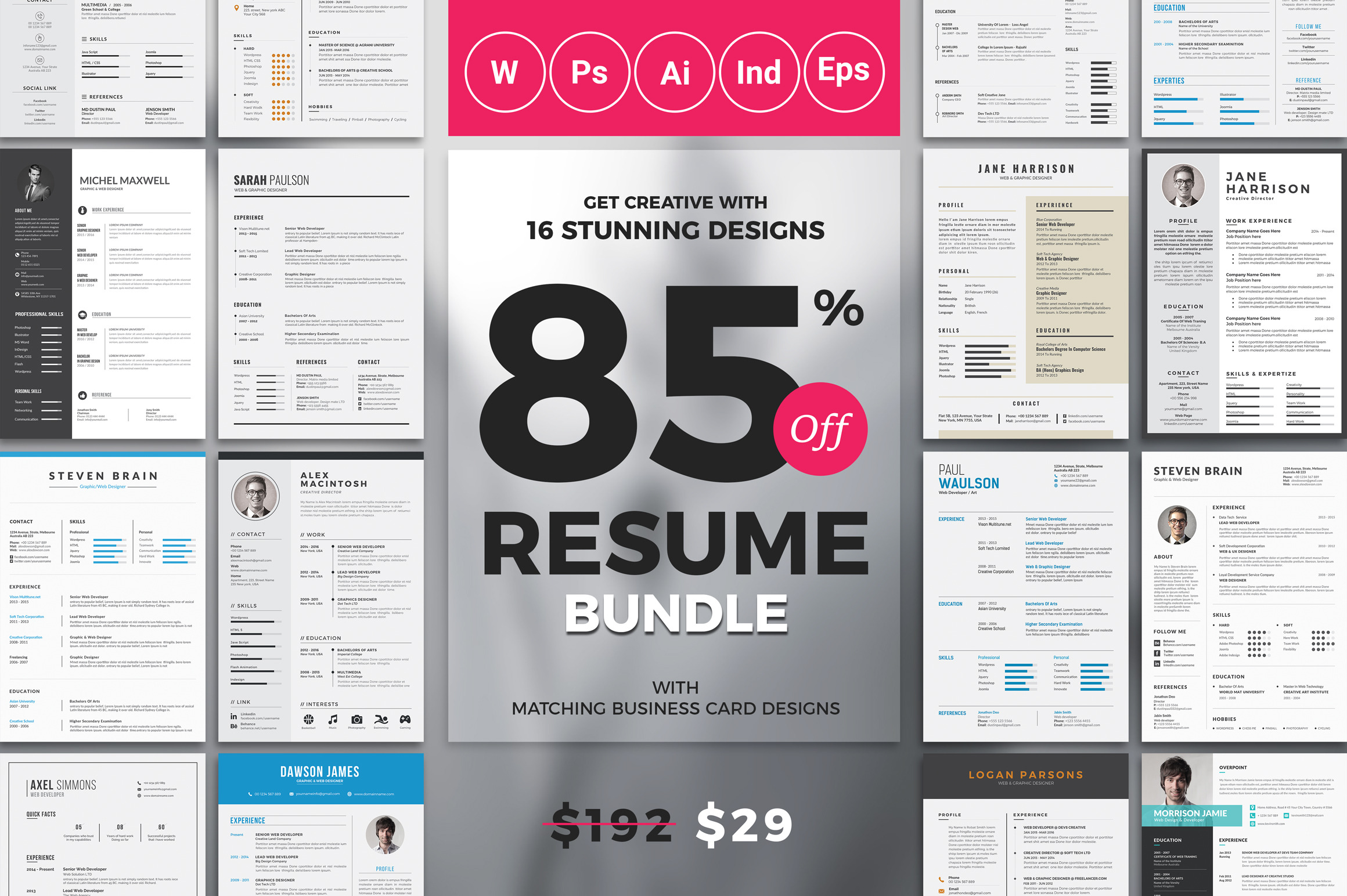 Top Selling Resume/CV Big Bundle, a Resume Template by ThemeDevisers