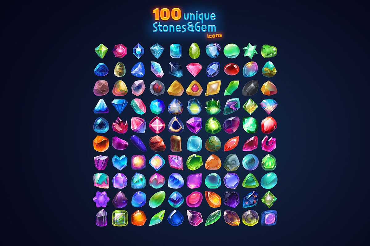 Stones & Gem Icon Pack | Creative Market