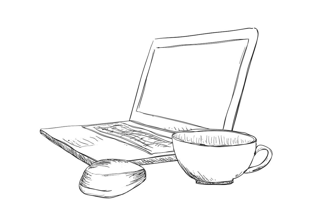 Hand drawn computer, a Work Illustration by Sketching