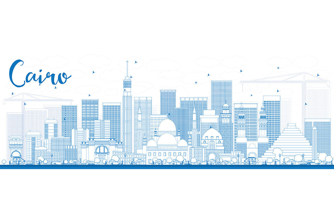 Outline Cairo Skyline, a Work Illustration by Booblgum